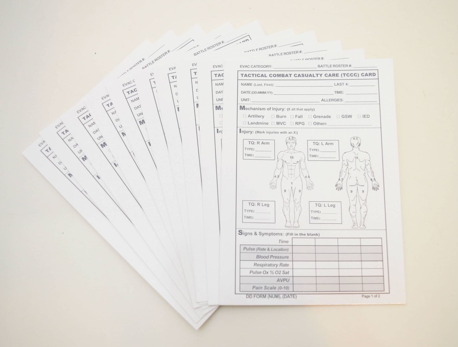 Tactical Combat Casualty Care Cards 10 Pack | Army Navy Sales